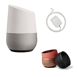 Google Nest Hello White/Slate Speaker and Metallic Base Bundle