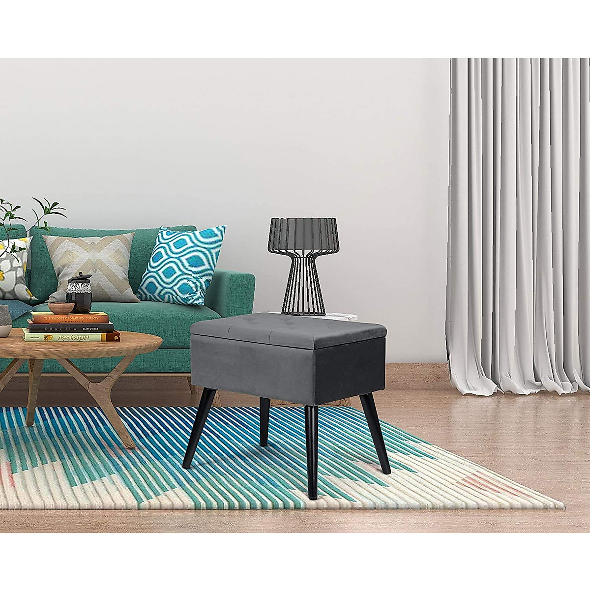 YHBM Storage Bench Chest Padded Footstool Linen Pouffe Chair Light Bed End Shoe Children Toy Box Stool Milking Stool Grey (Color : Dark Grey)