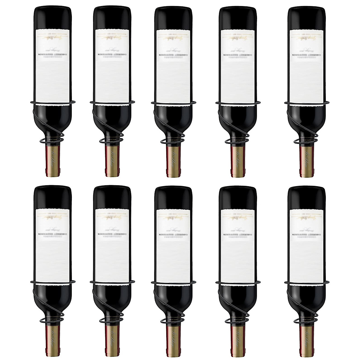HighFree 10 Pack Wall Mounted Wine Racks, Wine Bottle Display Iron Holder Rack, Hanging Wine Organizer Rack for Beverages/Liquor Bottles Storage (Vertical)