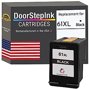 DoorStepInk Remanufactured in The USA Ink Cartridge Replacements for HP 61XL (1 Black) 61 XL High Yield Inkjet for DeskJet 1010 1011 2544 Envy 4503 5530 OfficeJet 2620 4634 4635