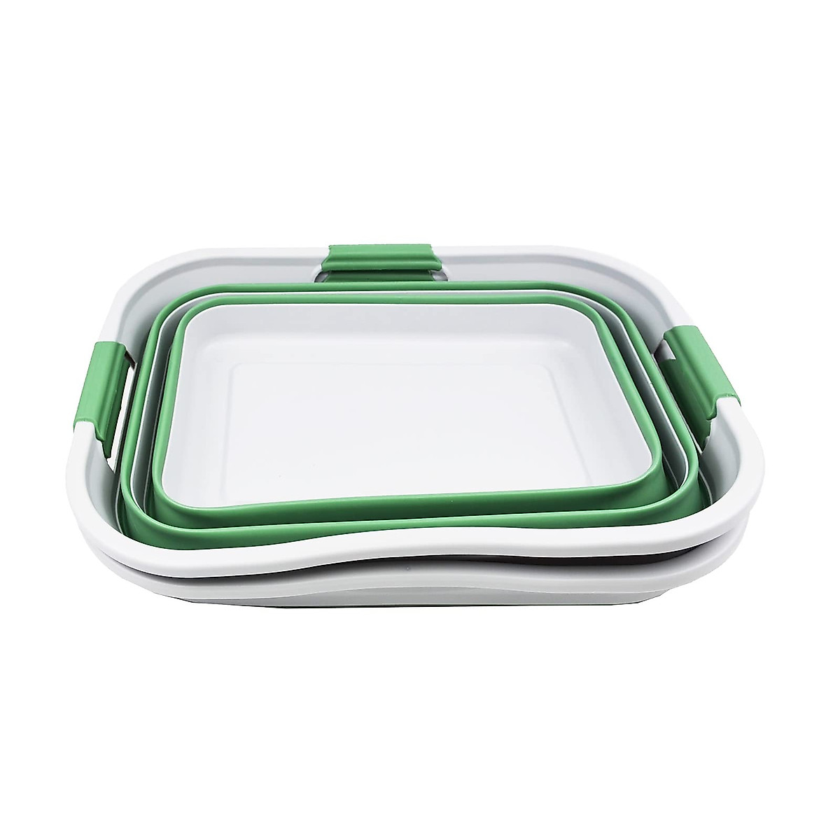 SAMMART 30L(8 gallon) Collapsible Plastic Laundry Basket-Foldable Pop Up Storage Container/Organizer-Portable Washing Tub-Water capacity: 24L(6.3 gallon) (Grey/Dark Sea Green (Set of 2))