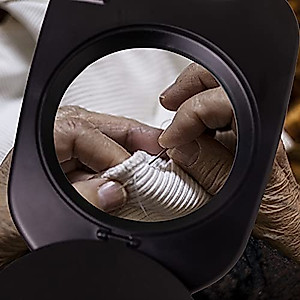 UMPOOL Magnifying Floor Lamp 5X & Bright LED Floor Lamp Hand Free with Adjustable Gooseneck，2-in-1 Magnifier Daylight Work Light for Reading, Repair, Crafts, Sewing etc. (Black)