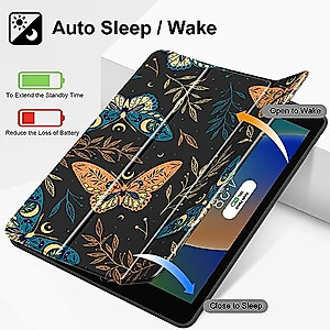 SUROCASE Case Compatible with iPad 10.2 Inch 2021/2020 iPad 9th/8th Generation & 2019 iPad 7th Generation with Pencil Holder, Protective Case with Soft TPU Back, Auto Sleep/Wake Cover, Butterfly