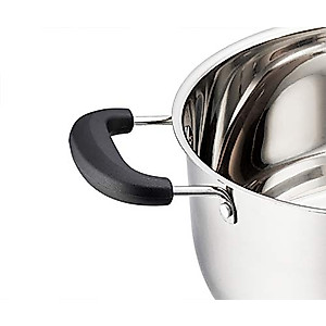 Stainless Steel Stock Pot, P&P CHEF 3 Quart Pot with Lid, Heat-Proof Double Handles - Sliver Stainless Steel Pot and Glass Lid