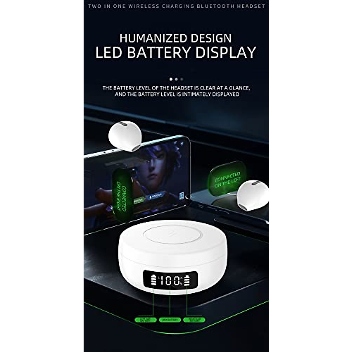 Loluka Mini Wireless Earbuds Small Bluetooth Earphones LED Display Electricity Headset Streaming Music from Cellphone for Sleep on Side, Running, Workout, Travel, Handsfree for iOS Android