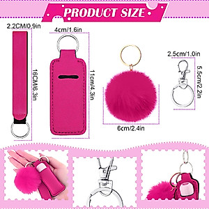 Tudomro Keychain Lip Balm Holder Set Include Lipstick Holder, Colorful Keychain Wristlet Lanyard, Fluffy Ball Pom Accessory and Metal Keychains for Purse Handbag (Candy Color, 30 Sets)