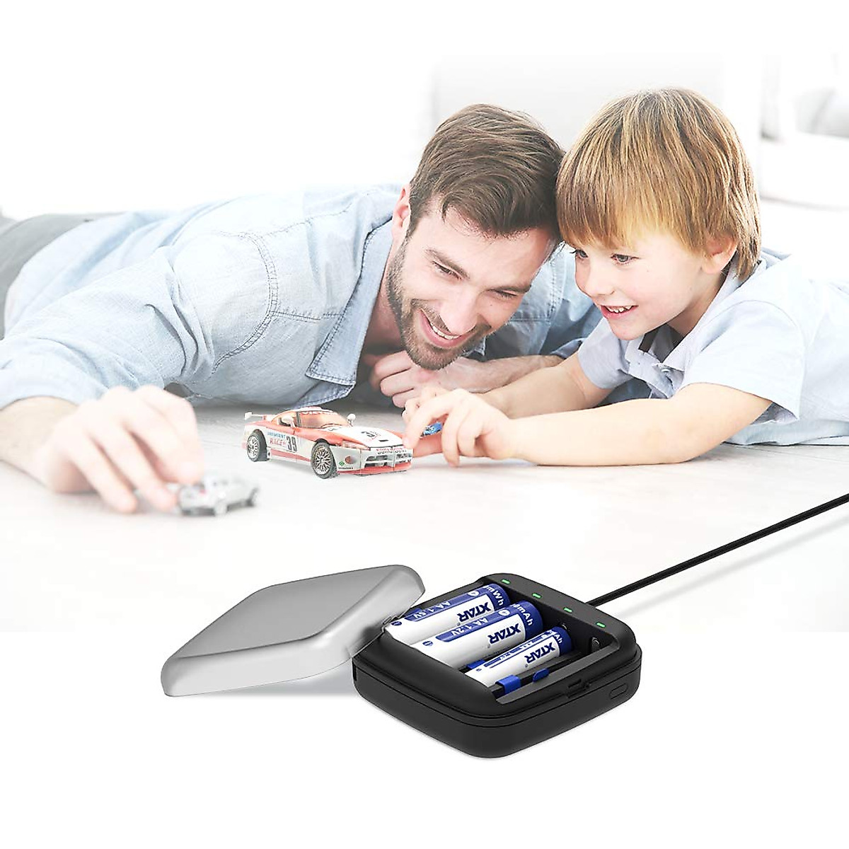 XTAR ET4S 1.5V li ion Battery Charger Rechargeable 1.5V Battery Charger with Micro USB Input, Universal Battery Charger for 1.5V Li-ion Rechargeable Batteries