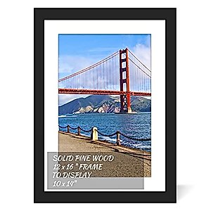 POUYCIW 12x16 inch Wood Picture Frame for Wall Hanging Square Photo Frames with Mats 10x14 inch Pictures for Baby Scan,Poster,Decoration,Anniversary,Wedding,Christmas,Diamond Painting(Black)