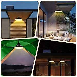 KINBEDY Solar Pendant Light Outdoor Indoor Shed Lights Adjustable Brightness Solar Barn Light Hanging Lamp IP65 Waterproof with 6M Extension Cord for Entryways, Yards, Garden Warmwhite