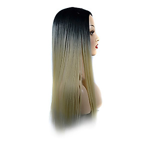 Long Straight Hair Wigs for Women High temperature Silk Synthetic Wig for Cosplay Party Daily Wear Halloween Party (F)