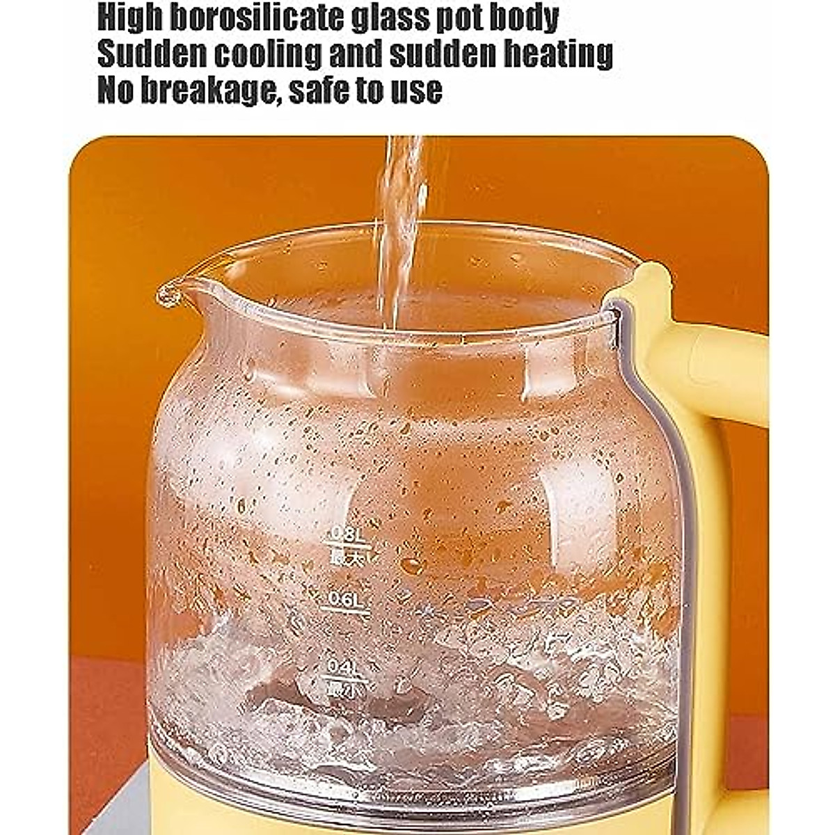 New Health Pot Household Multifunctional Glass Kettle Electric Tea Pot Hot Water Dispensers Electric Kettle Flower Teapot Automatic Electric Stew Bird's Nest Pot 800Ml B,800Ml (Color : A, Size : 800