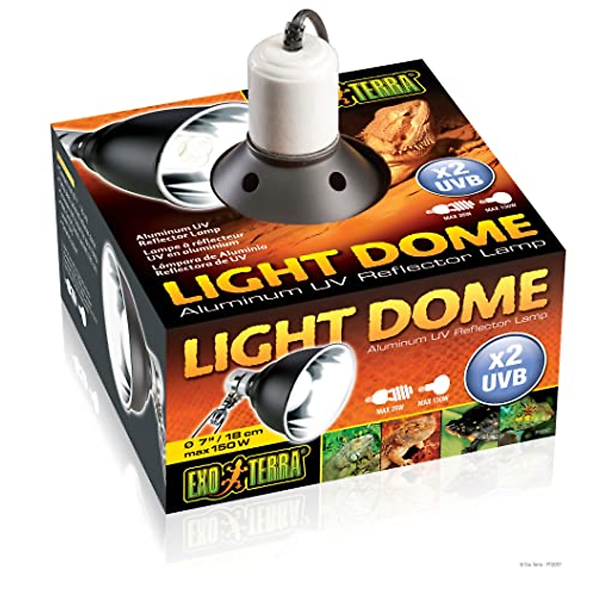 Exo Terra Light Dome, Aluminum UV Reflector Lamp For Reptile Terrariums, 7 Inches