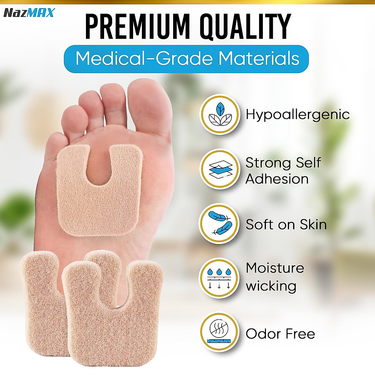 U-Shaped Felt Callus Pads (48 Pack) | Protect Calluses from Rubbing on Shoes | Reduce Foot and Heel Pain | Self-Stick Pedi Cushions Comfort