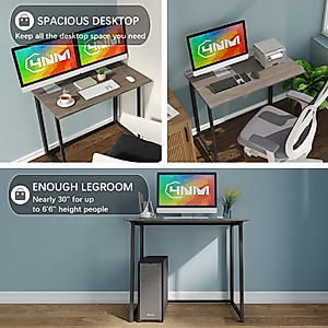 4NM 31.5" Small Desk with Storage Bag, Simple Assembly Folding Computer Desk Home Office Desk Study Writing Table for Small Space Offices - Gray and Black