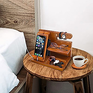 Phone Docking Station Wood Docking Station, Valentine's Day Gift for Men Nightstand Organizer, Men Gift Cell Phone Stand Watch Stand, Nightstand Organizer for Men, Gift for Boyfriend, Husband, Dad