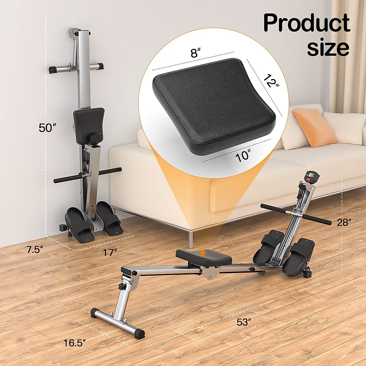 Rowing Machine for Home Use, Row Machine Rower with Adjustable Resistance, Hyper-Quiet Rower Machine Supports 300LBS, 2024 Upgraded Version
