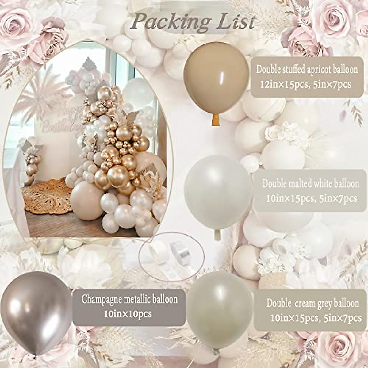 White Balloon Arch Kit,SCMDOTI Double Stuffed Pearl White Nude Neutral Balloon Garland Kit for Boho Party, Baby Shower Decoration, Birthday, Weddings, Neutral Gender Reveal Party Deco