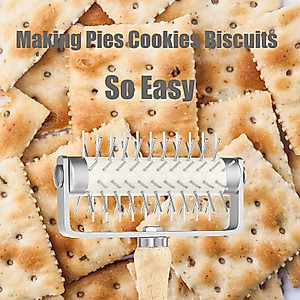 Pizza Dough Docker and Pastry Roller with Stainless Steel Spikes - Prevents Dough from Blistering - Commercial-Grade Pizza Making Tool