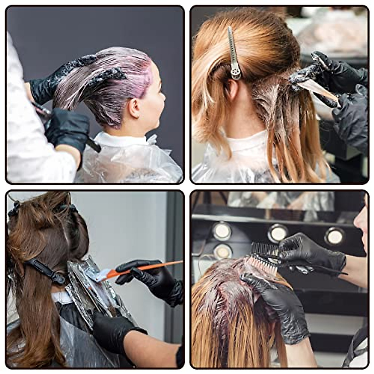 Noverlife 5 Pairs Hair Dye Gloves, Black Reusable Salon Hair Coloring Latex Gloves, Thick Rubber Gloves for Cleaning Cooking Dishwashing