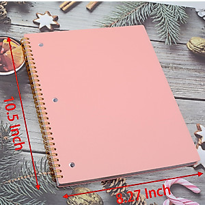 YIKANGHENG Tearable Loose-leaf Spiral Notebook, 2 Pcs 2 Color 3 Punch Design 10.5 Inch x 8.27 Inch Hard Plastic Cover 80 Sheets (160 Pages) 80 GSM for Study and Office Supplies (Blue and Pink)