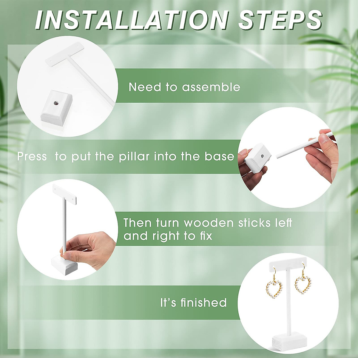 Marsui Earring Display Stands for Selling Set Wood T Bar Earrings Display Stand Holder for Jewelry Necklaces Bracelet Earrings Showroom Trade(White,12 Pcs)