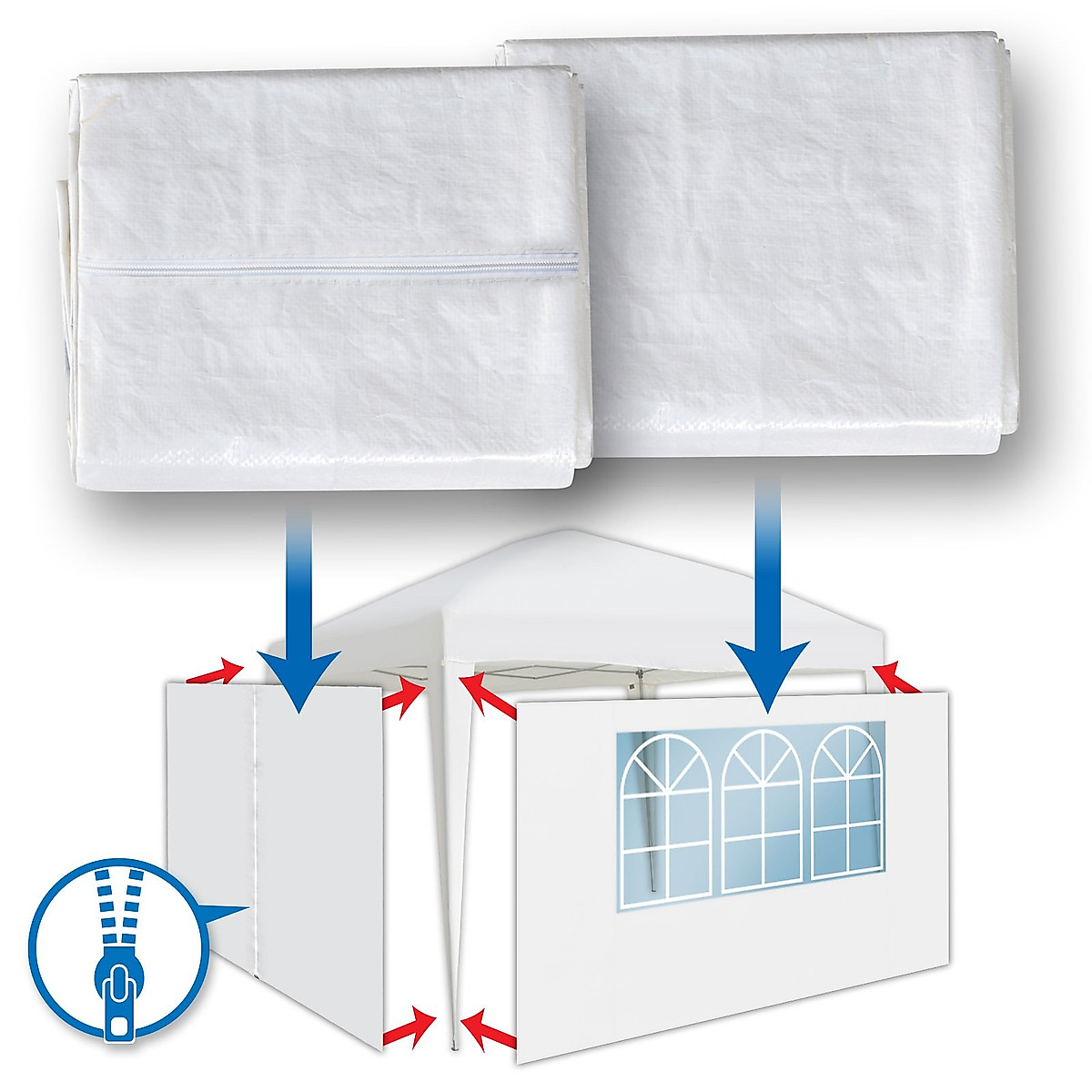 BenefitUSA Sidewalls 10'X6.4' Size for Tent Outdoor Pop Up Canopy Gazebo Marquee with Zipper&Window