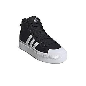 adidas Women's Bravada 2.0 Mid Platform Skate Shoe, Core Black/White/Core Black, 9.5