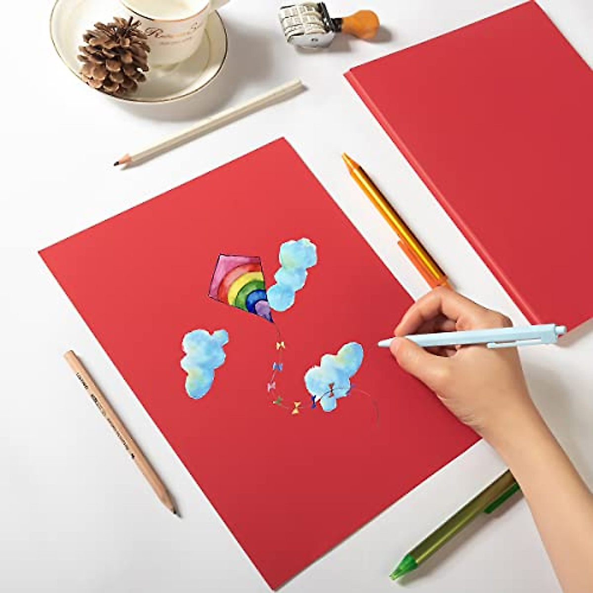 20 Sheets 8 1/2 x 11 Thick Paper Cardstock Blank Cards Colorful for DIY Crafts Cards Making, Invitations, Scrapbook Supplies (Red)