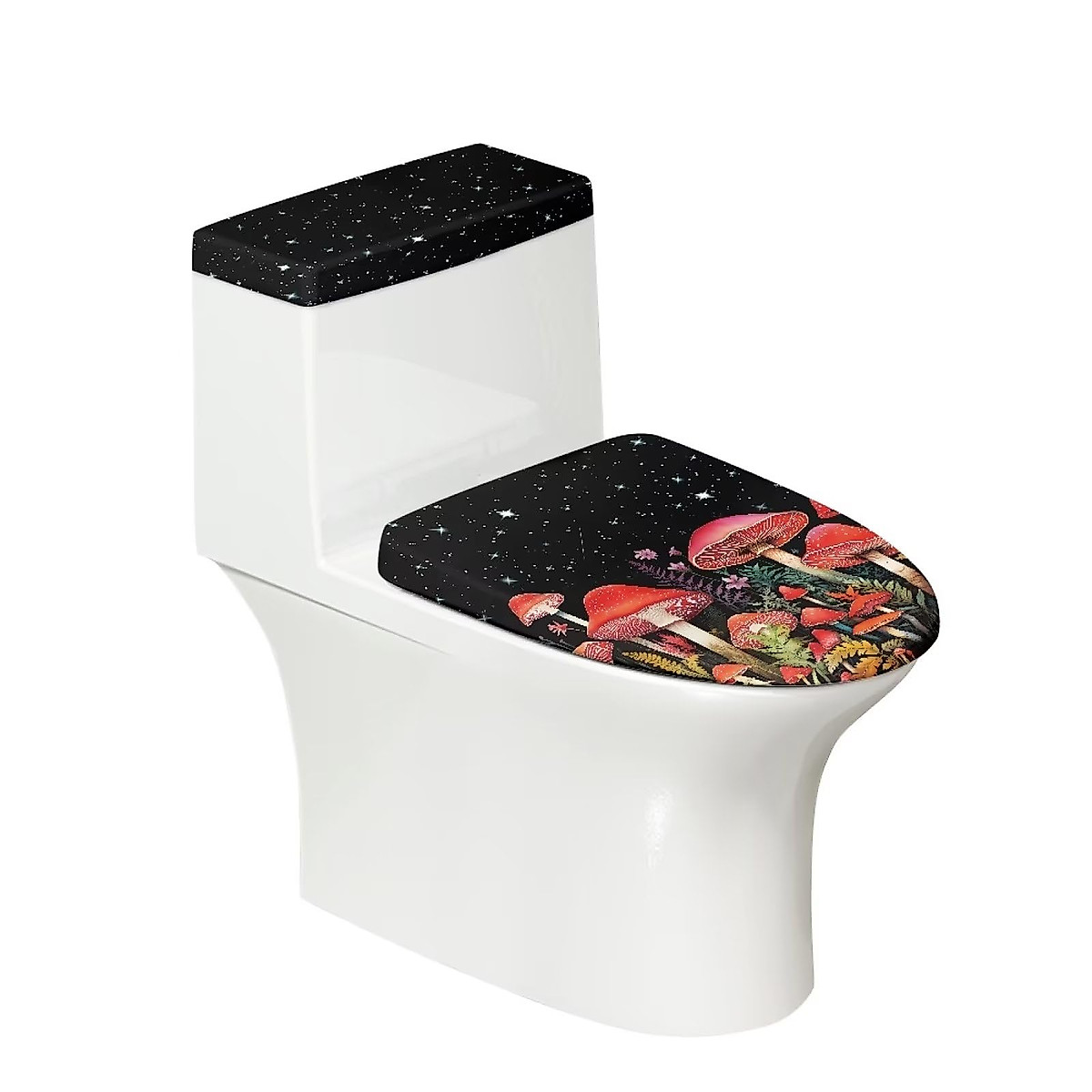 Tomeusey Mushroom Toilet Lid Cover Set of 2 Pack,Durable Toilet Lid Seat Cover with Elastic Edges,for Home Toilet Tank Lid Cover,Easy to Install