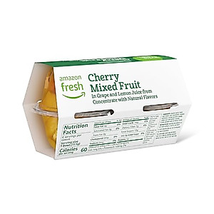 Amazon Fresh, Cherry Mixed Fruit in Juice, 4 Oz Bowls (Pack of 4) (Previously Happy Belly, Packaging May Vary)