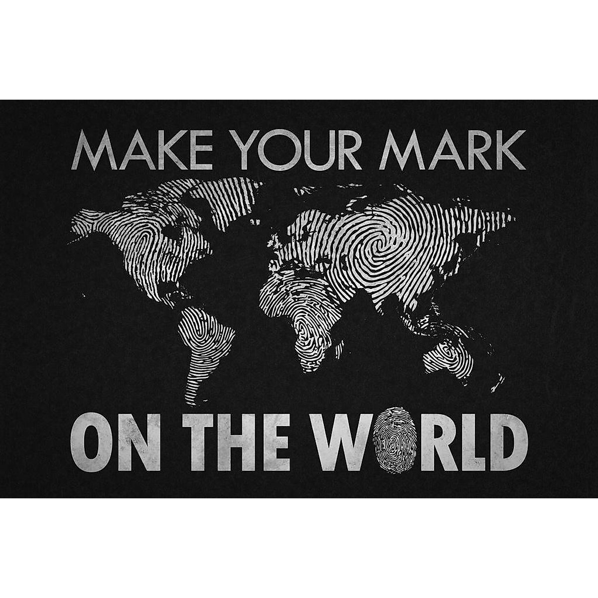 Make Your Mark On the World Black Map Travel World Map Fingerprints in Detail Map Posters for Wall Map Art Wall Decor Geographical Illustration Destinations Cool Wall Decor Art Print Poster 36x24