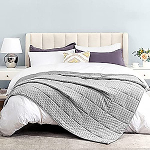 Angelhood Weighted Blanket Adult (20 lbs, 60x80 Inches, Queen or King Size Bed),Oeko-Tex Certified Minky Weighted Blanket Warm Luxury,Heavy Weighted Blanket with Premium Glass Beads