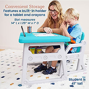 ECR4Kids Toddler Plus Desk and Chair, Kids Furniture, Cyan/Light Grey