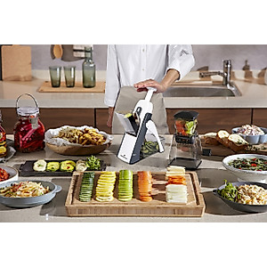 ONCE FOR ALL Safe Mandoline Slicer 5 in 1 Vegetable Chopper Food Potato Cutter, Strips Julienne Dicer Adjustable Thickness 0.1-8 mm Kitchen Chopping Artifact Fast Meal Prep (Gray)