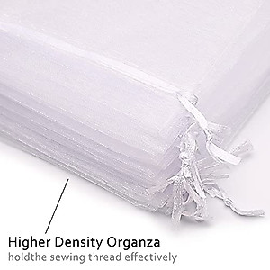Akstore 50Pcs 3.15"x4"(8x10cm) Sheer Drawstring Organza Jewelry Pouches Wedding Party Christmas Favor Gift Bags (White, 3.15x4)