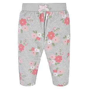 Gerber Baby Girls' 4-Pack Microfleece Pants, Floral, 18 Months