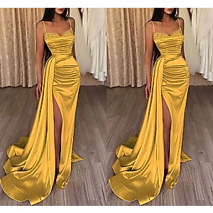 Princess Glitter Prom Dresses for Women with Train Mermaid Sequin Ruffled Satin Evening Formal Gowns Wisteria Size 8