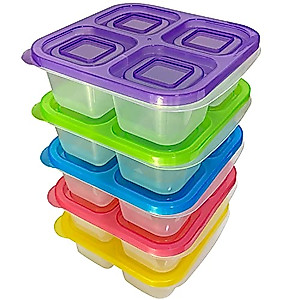 AQSXO 5 Pcs Bento Snack Food Containers, Divided Food Storage with Lids for Travel, Reusable Meal Prep Lunch Containers.