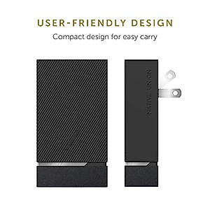 Native Union Smart Hub PD 45W – Power Delivery Enabled Fast-Charging 3-Port USB-A & USB-C Wall Charger – Compact Design with Dust-Repellent Silicone, Foldable Pins & Includes Travel Adapters (Slate)
