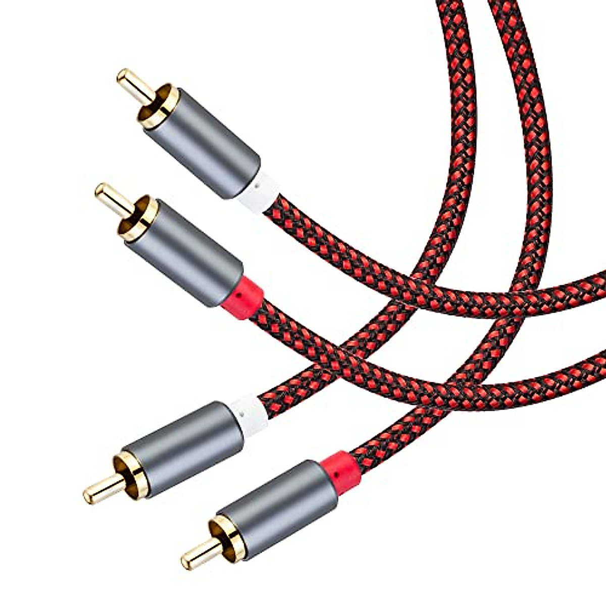 GESSEOR RCA Cable 20 ft 2RCA to 2RCA Cable 2Rca Male to 2-RCA Male Audio Stereo Subwoofer Cable Nylon-Braided Auxiliary Audio Cord for Home Theater, HDTV, Amplifiers, Hi-Fi