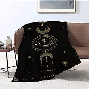 Milanblocks The Moon Tarot Blanket Warm Astrology Gifts Blanket Flannel Fleece Throw Gifts Blanket for Home Bed Couch 80 X 60 in