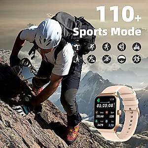 Lyaarka 1.96" HD Smart Watch for Women Men(Answer/Make Call) Android and iOS Compatible Fitness Tracker with IP68 Waterproof, 110+ Sports, Heart Rate and Blood Oxygen Monitor, Step Counter (Gold)