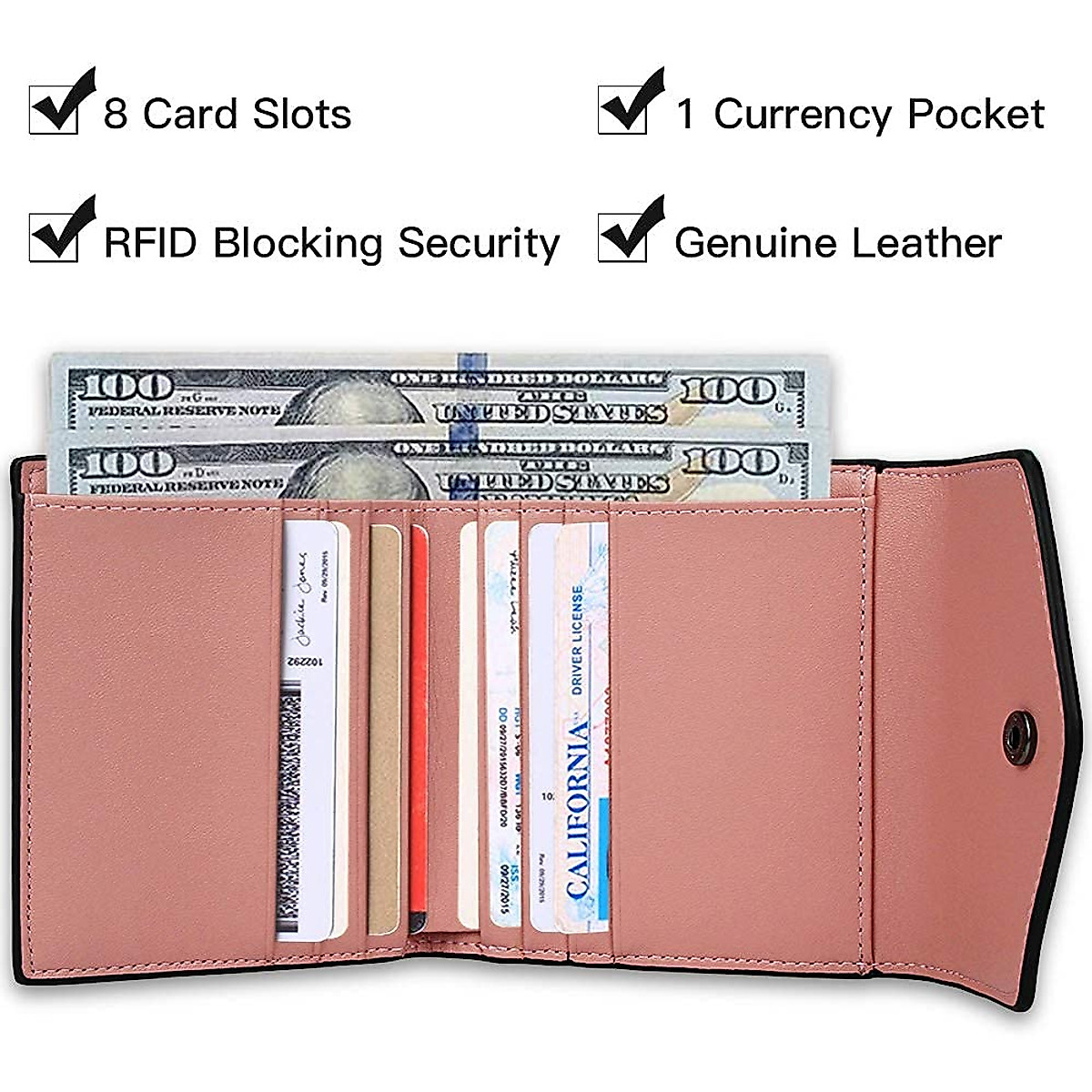 FT FUNTOR Small Leather Wallet for Women, Ladies Mini Wallet RFID Blocking Wallet for Women