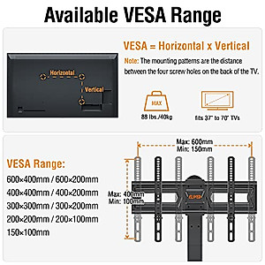 Universal Swivel TV Stand Base, Table Top TV Stand for Most 37-70 inch LCD LED Flat Screen TVs, Height Adjustable TV Mount Stand with Tempered Glass Base, VESA 600x400mm, Holds up to 88 lbs. ELIVED