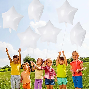 20 Pcs Star Balloons,18 Inch White Star Foil Balloons,Star Shaped Balloons Mylar Balloons Helium Balloons for Birthday Party Anniversary Wedding Baby Shower Decorations (White)