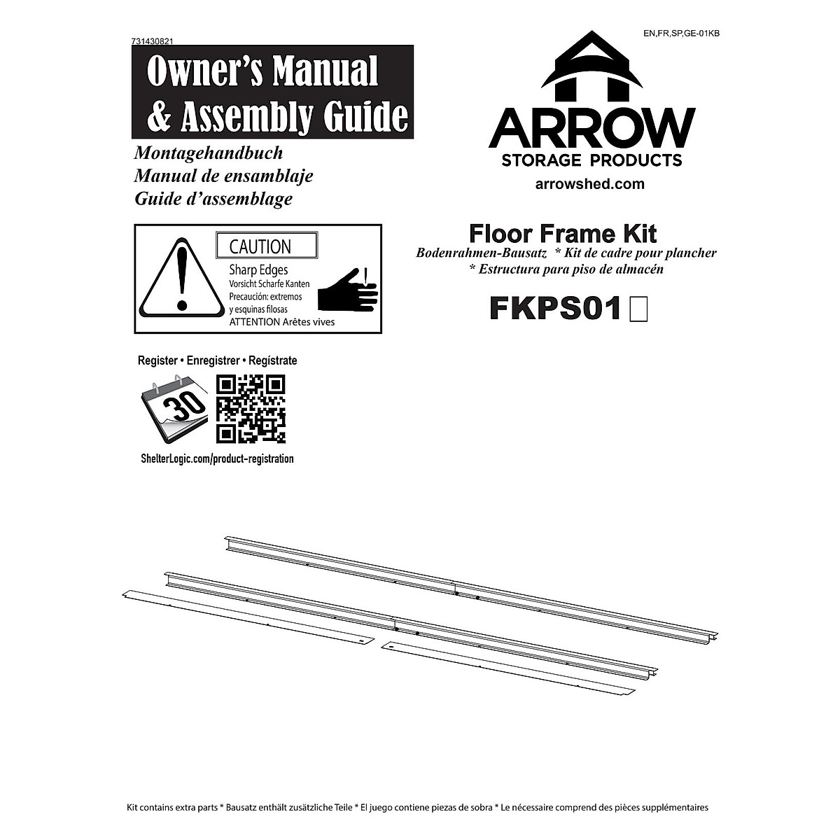 Arrow Sheds 4' x 3' Metal Floor Frame for Spacemaker Patio Storage Shed, Outdoor Storage Shed Floor Frame Base Kit (Flooring Not Included), Galvanized