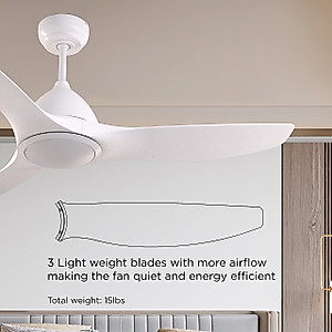 Promounts Modern All Seasons 52" Smart Ceiling Fan with Reverse Airflow, Led Lights, 3 Blades, 3 Color Temperatures, 6 Speeds, Voice App Control Compatible with Alexa/Google for Office and Home