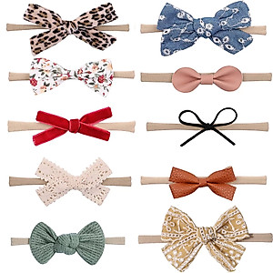Hjiaruiky Baby Girl Headbands and Bows Nylon Elastic Bow Headbands for Baby Girls Newborn Handmade Hairbands Hair Accessories for Infant Toddler