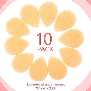 IMPRESA 10 Pack Facial Sponge for Daily Cleansing and Gentle Exfoliating - Buff Style Exfoliating Pads for Removing Dead Skin, Dirt and Makeup - Reusable Puf, Made in The USA