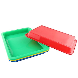 JCBIZ 4pcs 4 Colors Rectangular Tray Floating Painting Operation Panel Crafts Organizer Tray for DIY Projects and Scientific Experiments in Kindergartens, Home, Schools and Universities